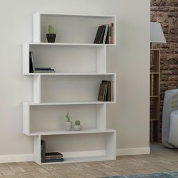 Kat Modernes Bücherregal Vitrine Weiß Groß 158cm - White - Decortie