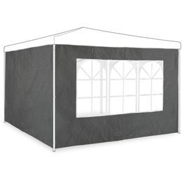 Seitenwände für Pavillon, 2er Set, HxB 2x3 m, Pavillonwand mit Fenster, wasserdicht, Seitenteile, grau - Relaxdays