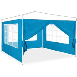 Seitenwand für Pavillon 4er Set, 3 Seitenwände mit Fenster, Seitenteil mit Reißverschluss, HxB 2x3 m, hellblau - Relaxdays