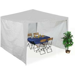 Seitenteile für Pavillon, 3er Set, 2x3 m, wasserdicht, Seitenwände mit Klettverschluss, pe, ohne Fenster, weiß - Relaxdays