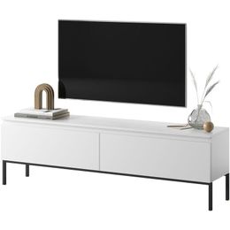 Selsey - Bemmi - TV-Schrank Lowboard, Weiß mit schwarzen Beinen, 150 cm