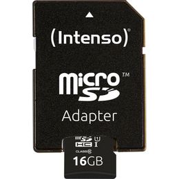 Intenso microSDHC UHS-I Premium + SD-Adapter Speicherkarte (16 GB, 45 MB/s Lesegeschwindigkeit), schwarz