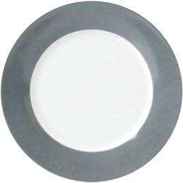 Van Well Speiseteller Vario, (6 St), Porzellan, spülmaschinen- und mikrowellengeeignet, Ø 26,5 cm, grau|weiß