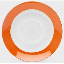 Van Well Untertasse Vario, (6 St), Porzellan, spülmaschinen- und mikrowellengeeignet, Ø 14,5 cm, orange|weiß