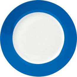 Van Well Speiseteller Vario, (6 St), Porzellan, spülmaschinen- und mikrowellengeeignet, Ø 26,5 cm, blau|weiß
