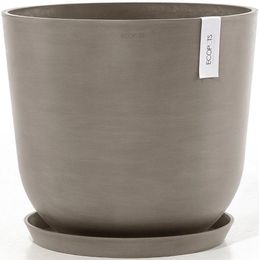 Ecopots Blumentopf Oslo 45 + Wassersystem Taupe, für innen und außen: frostsicher, bruchsicher und lichtbeständig, braun