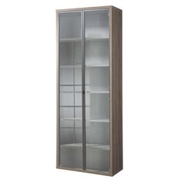 Composad Aktenschrank DISEGNO, Bücherregal mit 2 Glastüren, verstellbare Böden, Höhe 217 cm, 100% recyceltes Holz, Made in Italy, braun
