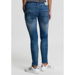 Herrlicher Slim-fit-Jeans PITCH SLIM ORGANIC Vintage-Style mit Abriebeffekten, blau
