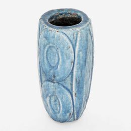 TK Maxx Blaue Keramikvase mit geprägten Kreisen 31x16cm