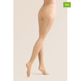 Gabriella 2er-Set: Strumpfhosen "Supreme" in Beige - 40 DEN - L