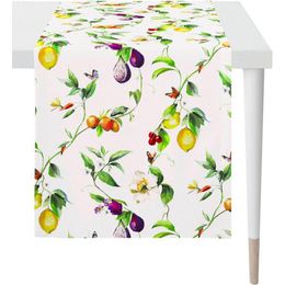 Apelt Tischläufer 6851 SUMMERTIME, Sommerdeko, Sommer (1-tlg), mit Blüten und Früchten, Digitaldruck, bunt|weiß