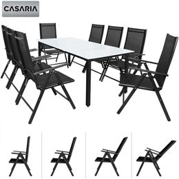 Casaria® Garten-Sitzgruppe Bern 9-tlg. Anthrazit Alu Milchglas