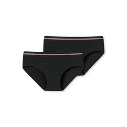 Schiesser Panty "Long Life Cotton" (2er-Pack) mit elastischem Doppelripp, schwarz