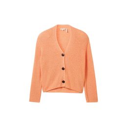 Tom Tailor Damen Cardigan mit TENCEL™ × REFIBRA™ Lyocell-Fasern, orange, Melange Optik, Gr. XL