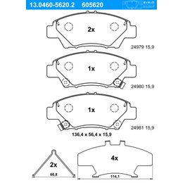 ATE Bremsbeläge mit Zubehör vorne (13.0460-5620.2) für Honda Jazz IV III Insight