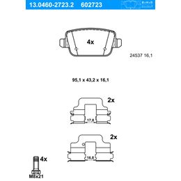 ATE Bremsbeläge mit Zubehör hinten (13.0460-2723.2) für Ford Mondeo IV Galaxy