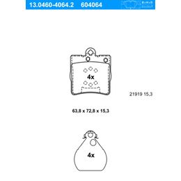 ATE Bremsbeläge mit Zubehör hinten (13.0460-4064.2) für Mercedes-Benz E-Klasse