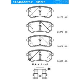 ATE Bremsbeläge mit Zubehör hinten (13.0460-5775.2) für Hyundai I10 KIA Picanto