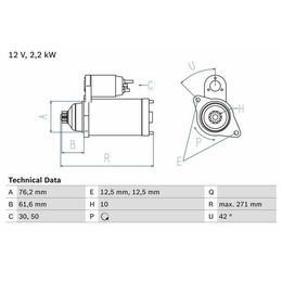 Bosch Anlasser (0 986 020 270) für VW Transporter T5 Multivan