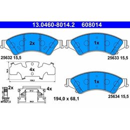 ATE Bremsbelagsatz, Scheibenbremse vorne rechts links mit Zubehör für FORD 1723538 AB31-2L361-AB 13.0460-8014.2