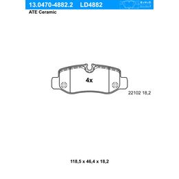 ATE Bremsbelagsatz, Scheibenbremse Ceramic hinten rechts links für MERCEDES-BENZ 4474200120 A4474200120 4474200320 A4474200320 13.0470-4882.2