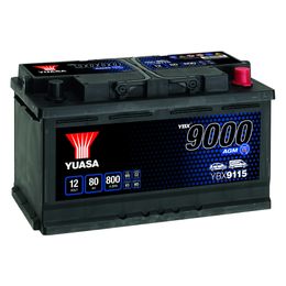 Yuasa Starterbatterie YBX9000 AGM Start Stop Plus Batteries 12V 80Ah 800A für INFINITI VW KIA LAND ROVER AUDI MERCEDES-BENZ JAGUAR PORSCHE VOLVO OPEL