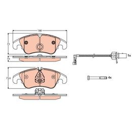 TRW Bremsbeläge mit Zubehör vorne (GDB1768) für Audi A5 Q5 A4 B8 A6 C7 Allroad