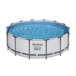 Bestway® Steel Pro MAX™ Frame Pool Komplett-Set mit Filterpumpe Ø 427 x 122 cm, lichtgrau, rund
