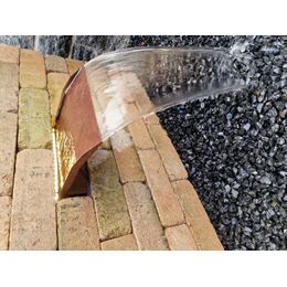 Jürgen Bocker - Gartenambiente Wasserfall Wasserfall 30 cm langer Auslauf Cortenstahl incl. LED Sets