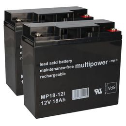 Multipower 2x Multipower Blei-Akku MP18-12 Pb 12V 18Ah VdS