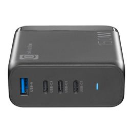 cellularline Multipower Desk 150W Reiselader 4 Port GaN USB-Ladegerät (Apple iPhone, iPad, MacBook, Samsung Galaxy Tab, S23 S24, Google Pixel), schwarz