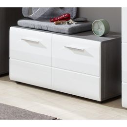 Furn.Design Sitzbank Line (Garderobenbank in weiß Hochglanz und Rauchsilber grau