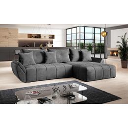 Furnix Ecksofa CALVANI-L Sofa mit Schlaffunktion Bettkasten Kissen Couch