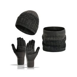 Achiount Strickhandschuhe Winter Warm Beanie Mütze Touchscreen Handschuhe Loop Schal Set