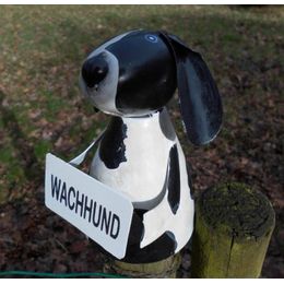 Deko-Impression Dekofigur Zaunfigur Pfahlhocker Zaunhocker Wachhund Beagle schwarz-weiß 14 cm (1 St)