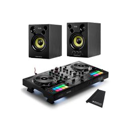 Hercules DJ Controller Inpulse 500 mit DJMonitor42 Boxen und Mikrofasertuch