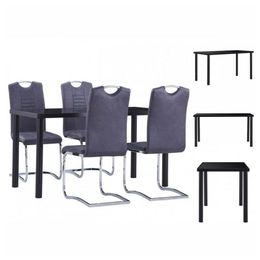 vidaXL Sitzgruppe 5-tlg Essgruppe Wildleder-Optik Grau Esstisch Stühle Esszimmer