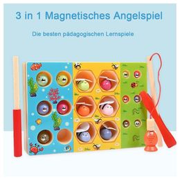 SOTOR Stapelspielzeug Hölzernes 3-in-1-Angel-Multifunktions-Kinderspielzeug