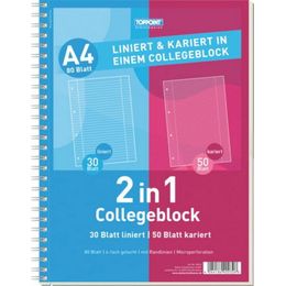 Stylex Schreibwaren Collegeblock 5x Duo Collegeblock DIN A4 50 Bl. kariert 30 Bl liniert
