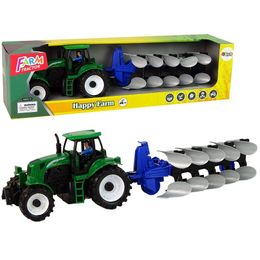 LEAN Toys Spielzeug-Traktor Traktor Pflug Landmaschinenfahrzeug Spielzeug Spielzeugfahrzeug Spiel