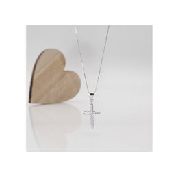 ELLAWIL Kreuzkette Silberkette mit Kreuz Anhänger Kreuzanhänger Damen Halskette (Sterling Silber 925