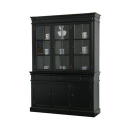 ebuy24 Vitrine Amaretta 3-Türige Vitrine schwarz. Antik patiniert