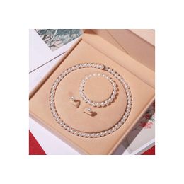 KUGI Perlenketten-Set Sterling Silber Perlenkette für Frauen Männer Weiße Runde (7/8MM Choker Perle Halskette Set für Frauen Mädchen modische Dekorationen für die Teilnahme an Banketts