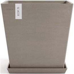 Ecopots Blumentopf Rotterdam 45 + Wassersystem Taupe, für innen und außen: frostsicher, bruchsicher und lichtbeständig, braun