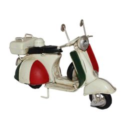 JS GartenDeko Modellmotorrad Roller Modellroller Oldtimer Vespa mit italienischer Flagge L 17cm