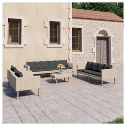 vidaXL Gartenlounge-Set, beige