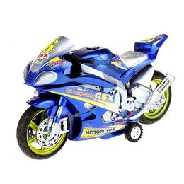 Toi-Toys Spielzeug-Motorrad RENNMOTORRAD mit Licht Sound Friktionsantrieb Motorrad 07 (Blau)