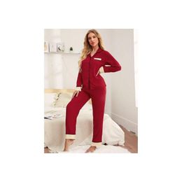 AUKUU Pyjama Homewear Homewear Set für Damen Strickjacke für Herbst und Winter langärmelige Hose kann außerhalb des Pyjamas getragen