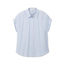 Tom Tailor Blusenshirt Gestreifte Kurzarm Bluse Übergröße Shirt 5364 in Blau