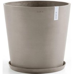 Ecopots Blumentopf Amsterdam 50 + Wassersystem Taupe, für innen und außen: frostsicher, bruchsicher und lichtbeständig, braun